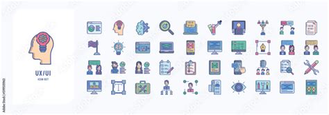 A Collection Sheet Of Linear Color Icons For Ux Ui And Web Design Including Icons Like