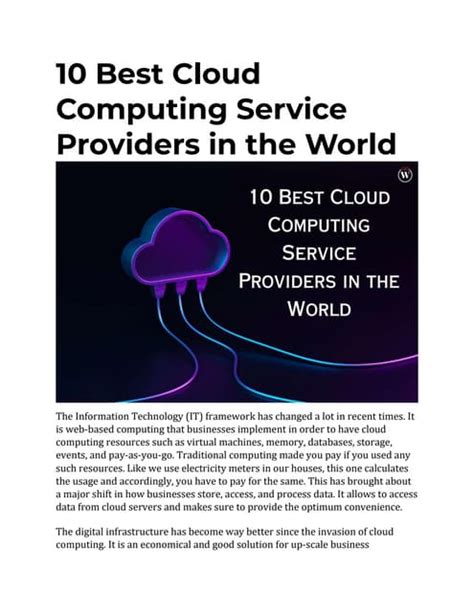 10 Best Cloud Computing Service Providers In The World Pdf
