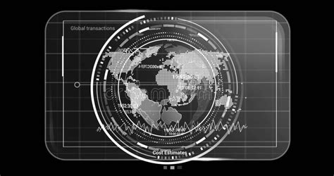 Image Of Globe With Data Processing Over Black Background Stock Image Image Of Artificial