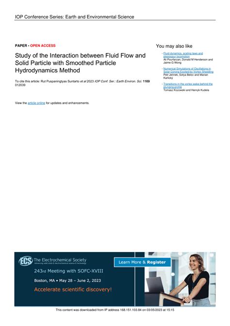 PDF Study Of The Interaction Between Fluid Flow And Solid Particle With Smoothed Particle