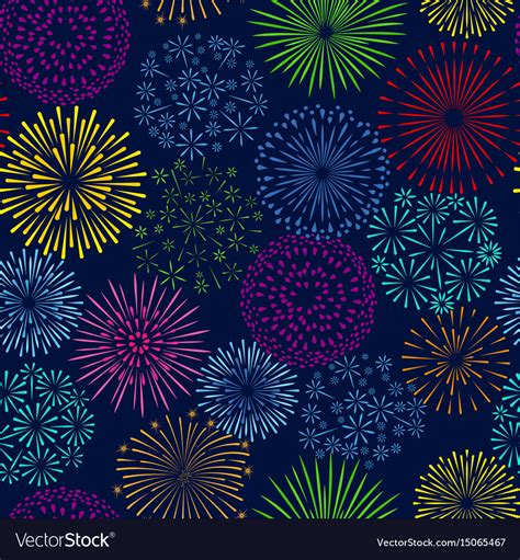Night Firework Seamless Pattern Celebration Vector Image