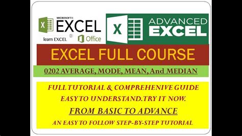 0202 Average Mode Mean And Median Excel Full Course