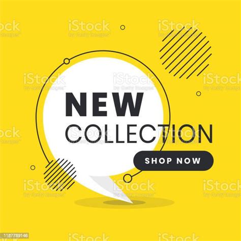 새 컬렉션 레이블입니다 유행 플랫 벡터 버블입니다 쇼핑 판매 제품 홍보를위한 소셜 미디어 웹 배너 벡터 배경입니다 개념에 대한 스톡 벡터 아트 및 기타 이미지 Istock
