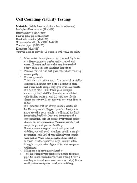 Cell Countingviability Testing Materials White Labs Product Number