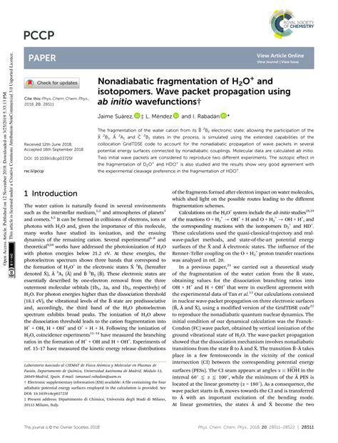 Pdf Nonadiabatic Fragmentation Of H 2 O And Isotopomers Wave