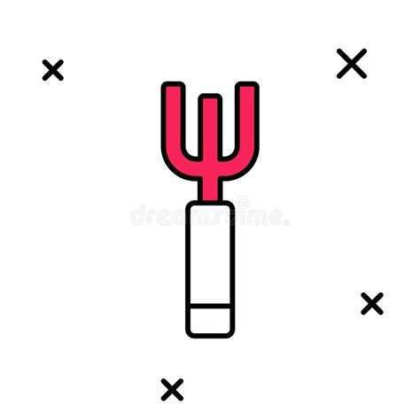 Filled Outline Garden Pitchfork Icon Isolated On White Background Garden Fork Sign Stock