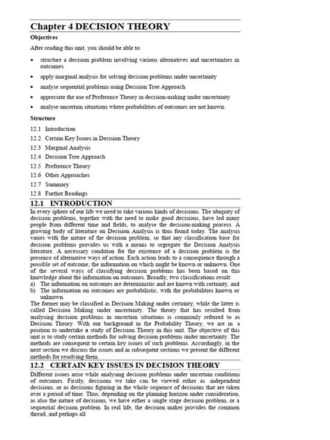 Chapter 4 Decision Theory Pdf