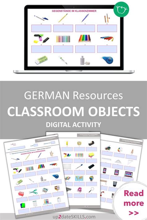Classroom Objects In German Picture Dictionary With Digital Activity