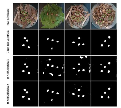 prediction masks obtained by different u net models together with the