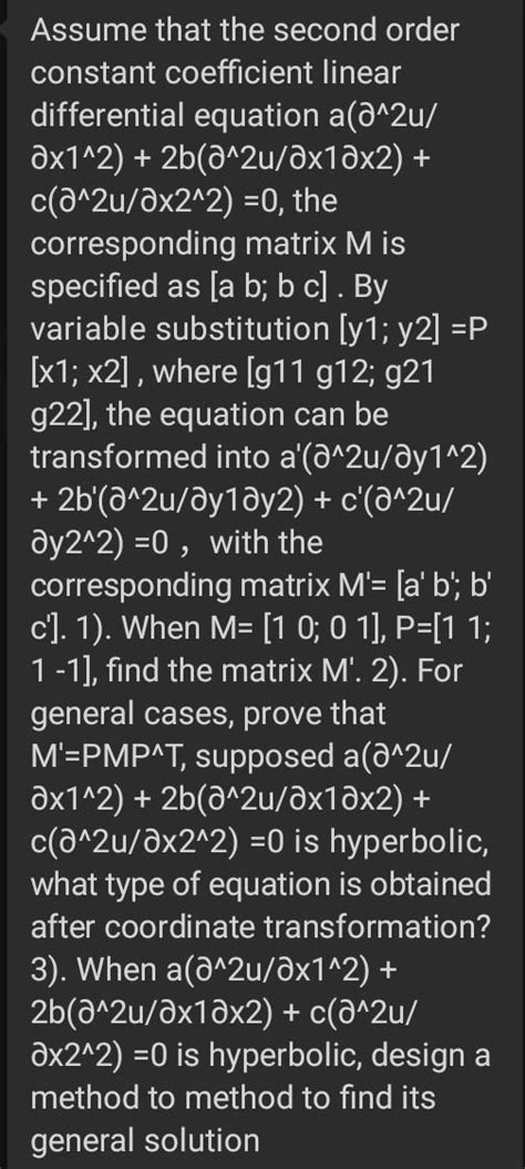 Solved Assume That The Second Order Constant Coefficient