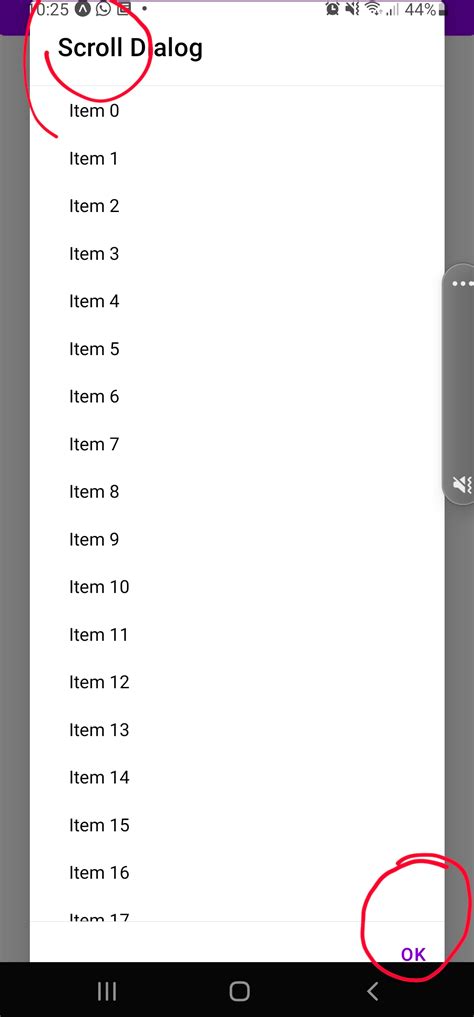 The Dialog With ScrollArea Title And Actions Goes Beyond SafeAreaView Issue Callstack