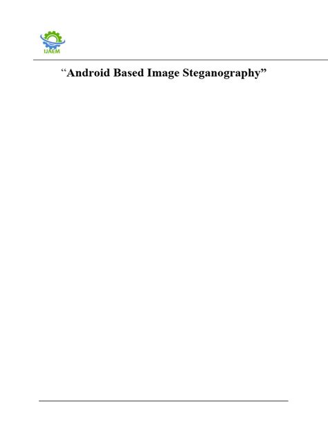 Android Based Image Steganography Pdf Android Operating System User Computing