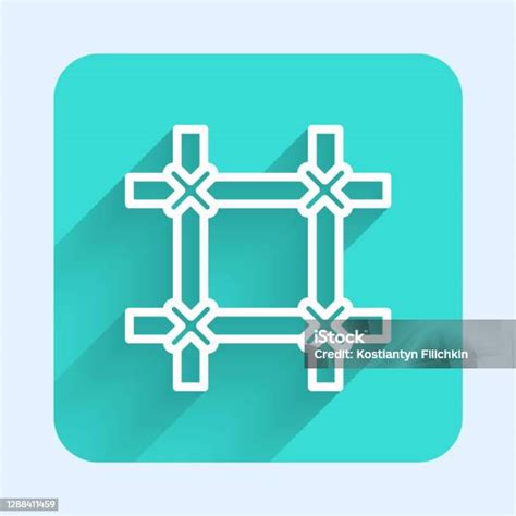 긴 그림자로 격리 된 흰색 줄 감옥 창 아이콘 녹색 정사각형 버튼입니다 벡터 강철에 대한 스톡 벡터 아트 및 기타 이미지 강철 건축하기 교도소 Istock