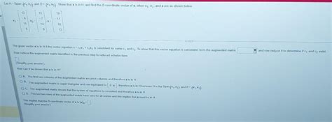 Solved Let H Span V1v2 And B V1v2 Show That X Is In