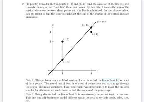 Solved 2. (10 points) Consider the two points (1,3) and | Chegg.com