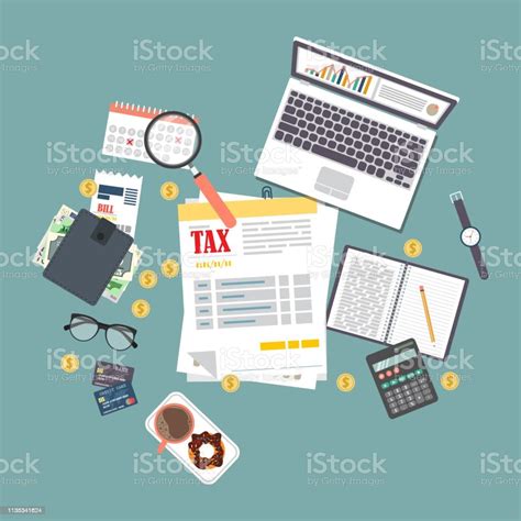 감사 개념 벡터 일러스트입니다 세금 프로세스입니다 비즈니스 배경입니다 분석 데이터 회계 계획 관리 연구 계산 보고 및 프로젝트