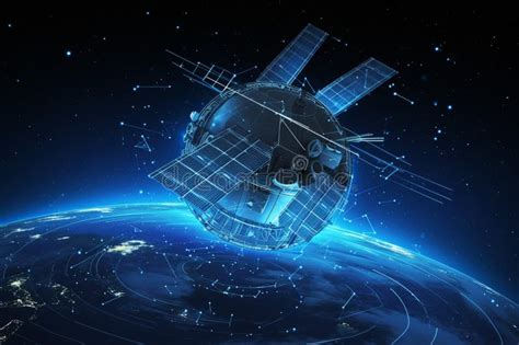Satellite Orbits Trajectories White Linear Icon For Dark Theme Stock