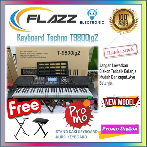 Keyboard Piano Techno T9800ig2 Original Free Stand Singgle Kursi Keyboard Lazada Indonesia