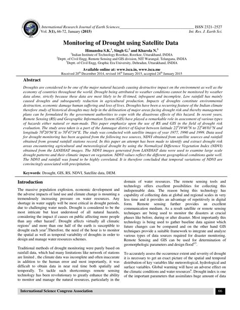 Pdf Monitoring Of Drought Using Satellite Data