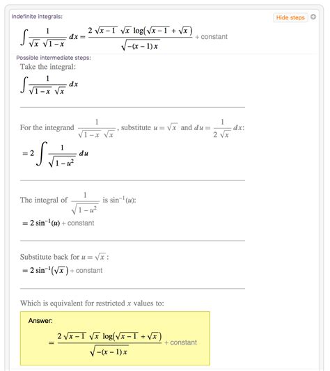 Integration Explanation Of Error In Wolframalpha Mathematics Stack