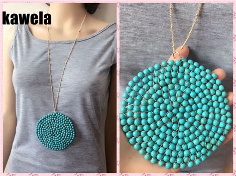 손으로 짠 대리석 돌 펜던트 목걸이 긴 패션 여름 보석stone Pendant Necklacenecklace Free Shippingpendant Necklace