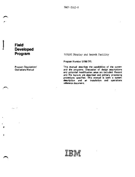 Field Developed Program Syslog Display And Search Facility Operations