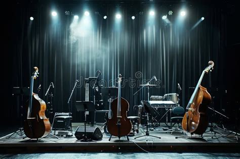 Musical Instruments On Stage Before Performance Stock Image Image Of