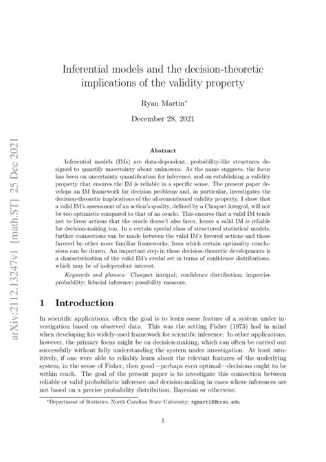 Inferential Models And The Decision Theoretic Implications Of The Validity Property DeepAI