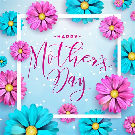 Happy Mothers Day Greeting Card Design With Flower And Typographic