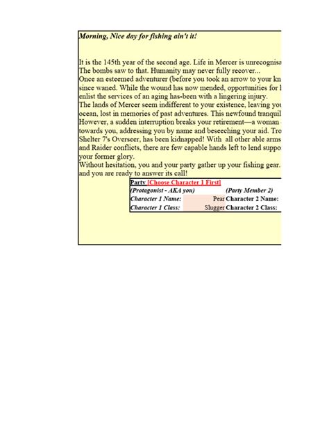 Fallout Like Excel Rpg V1 1 Xlsm Pdf