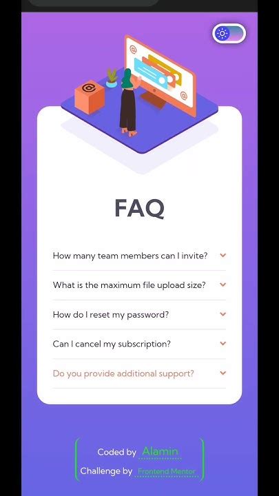 Faq Accordion Card Frontend Mentor Codewithalamin Coding Frontendmentor Website
