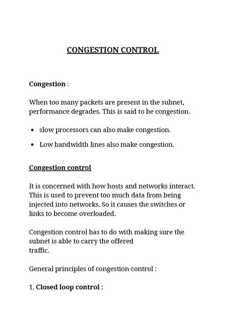 Congestion Control Congestion Control Congestion When Too Many Packets Are Present In The