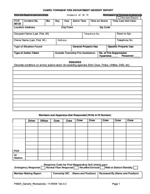 Fire Department Incident Report Fill And Sign Printable Template Online