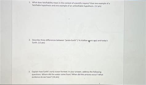 Solved 1 What Does Falsifiability Mean In The Context Of