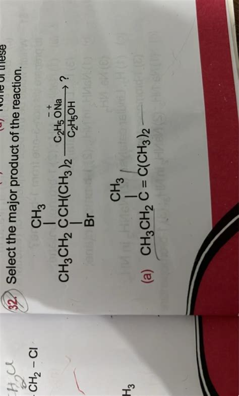 Select The Major Product Of The Following Reaction Ch3