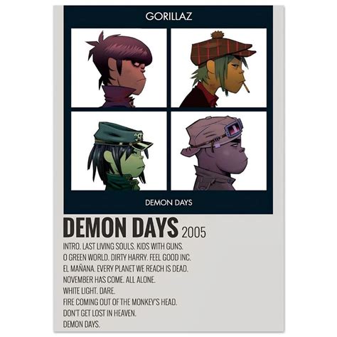 Gorillaz Demon Days 2005 Album Poster Iconic Music Art Alternative