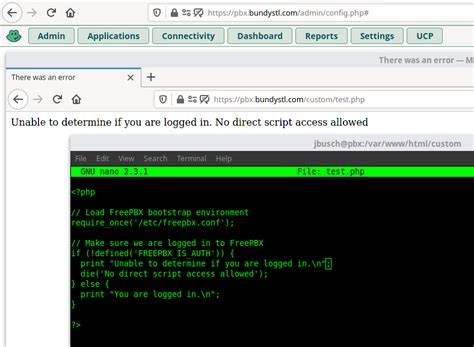 Only Show Custom Php Page If Logged In To Freepbx Admin Development