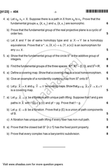 Algebric Topology 2012 2013 Ma Mathematics Semester 4 Question Paper With Pdf Download