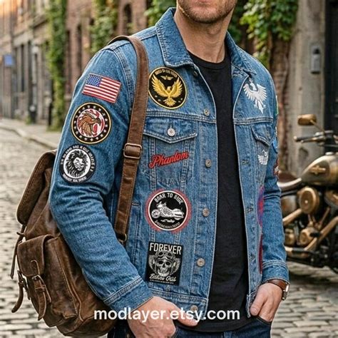 Custom Denim Jacket With Embroidered Patches Personalized Streetwear