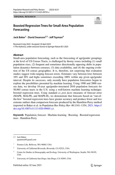 pdf boosted regression trees for small area population forecasting