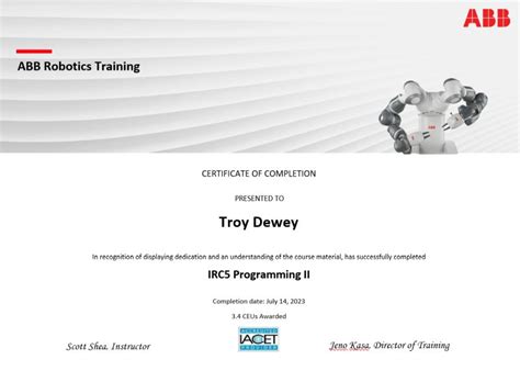 Troy Dewey On Linkedin Just Got My Abb Programing Ii Cert Looking