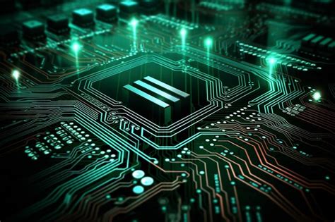 Premium Photo Green Circuit Board Background With Digital Lines