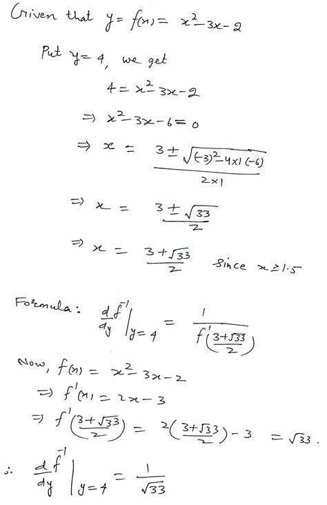 Solved Can You Help Me Solve This Derivatives Of Inverse Functions
