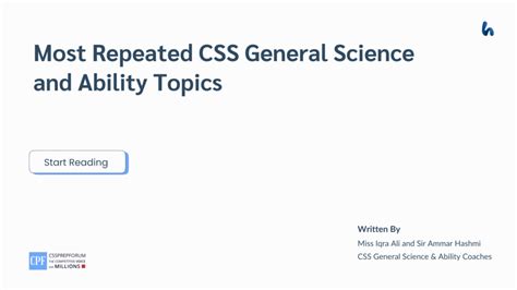 Most Repeated Topics Of Css General Science And Ability
