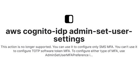Aws Cognito Idp Admin Set User Settings Fig