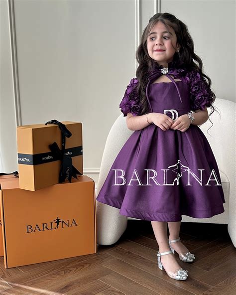 فستان بنفسجي بناتي مورد أنيق فستان بناتي مورد من بارلينا