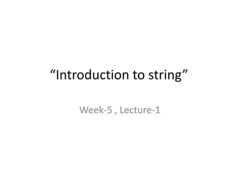 Strings Are Sequences Of Characters Used Ppt