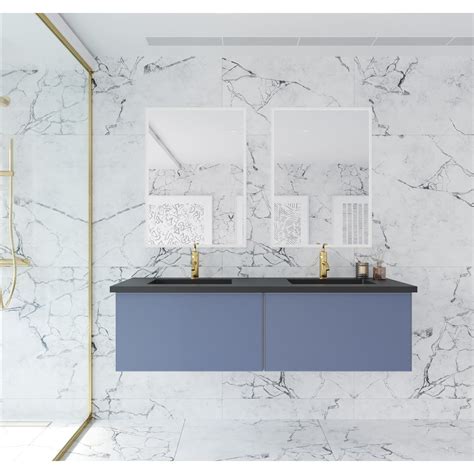 Vitri 60 Nautical Blue Double Sink Wall Hung Bathroom Vanity Cabinet