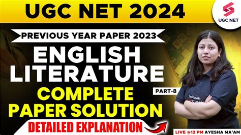Ugc Net English Literature Previous Year Paper Ugc Net English Literature Classes By Ayesha Ma