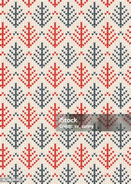 크리스마스 스칸디나비아 플랫 스타일 흰색과 파란색 니트 나무가있는 원활한 패턴 겨울에 대한 스톡 벡터 아트 및 기타 이미지 겨울 계절 고풍스런 Istock